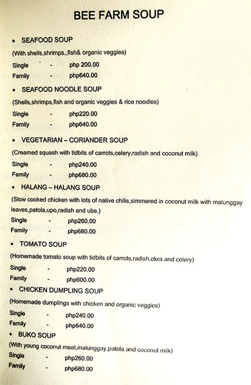 Bohol Bee Farm's Organic Menu and Restaurants