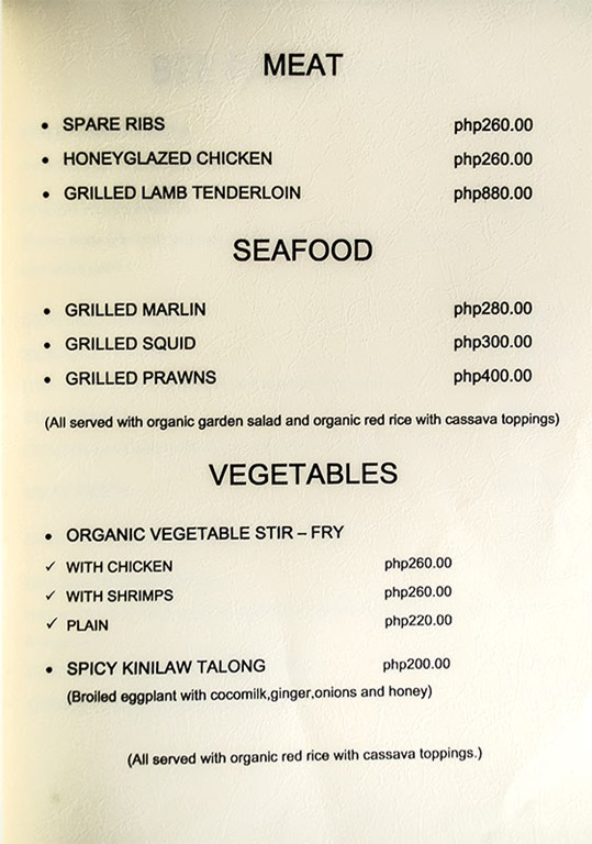Bohol Bee Farm's Organic Menu and Restaurants